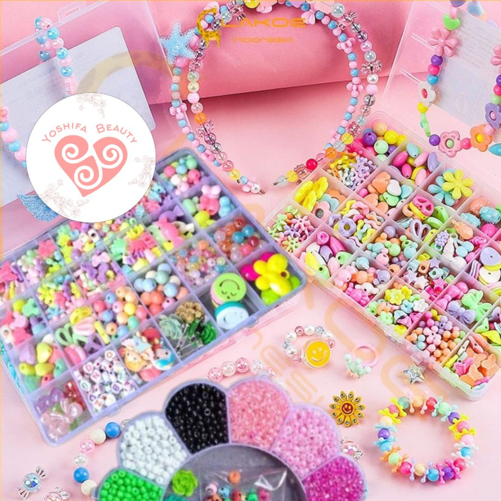 Jual Mainan Edukasi Kreatifitas Anak Meronce Gelang | Kalung | DIY ...