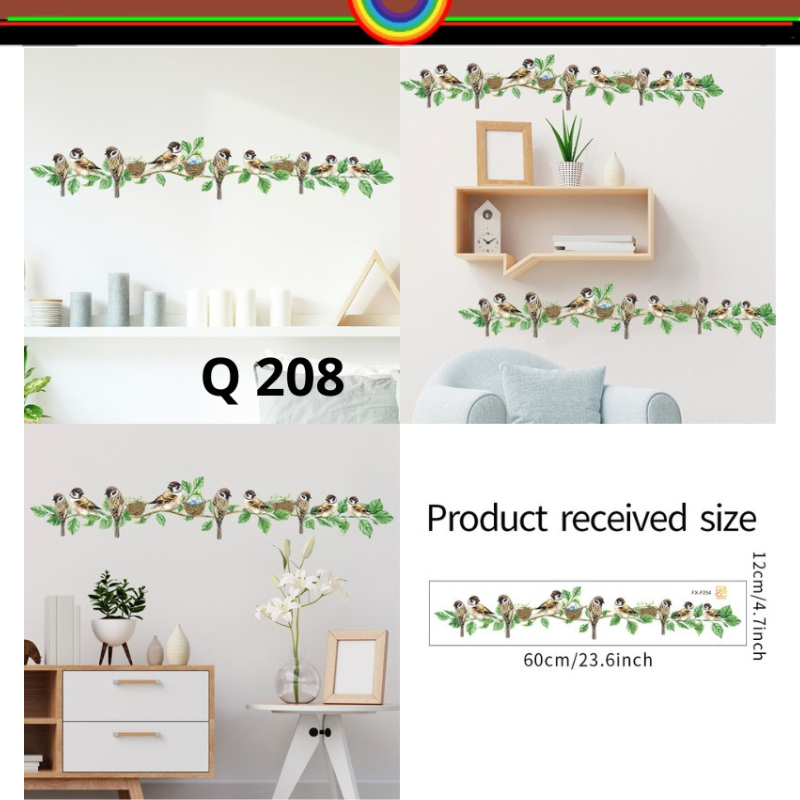 Jual Q 208 WALL STICKER WALLSTICKER STIKER STICKER DINDING MOTIF WALLPAPER SALUR SULUR DAUN ...