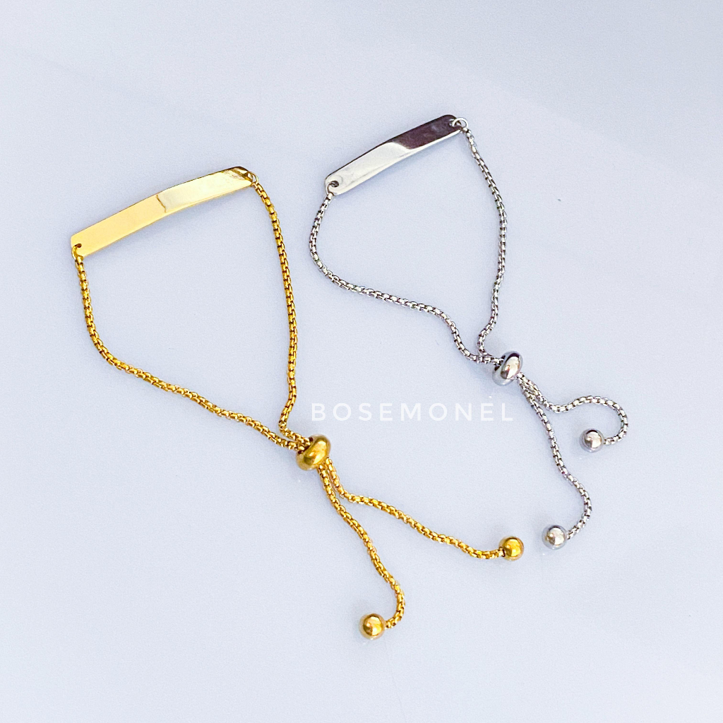 Jual Gelang Titanium Rantai Serut Model Plat (BISA UKIR NAMA) | Shopee ...