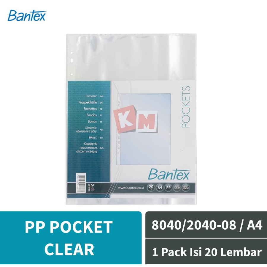 Jual PP Pocket Clear Bantex A4 0.06mm Thickness 8040/2040-08 Isi 20 Sheets | Shopee Indonesia