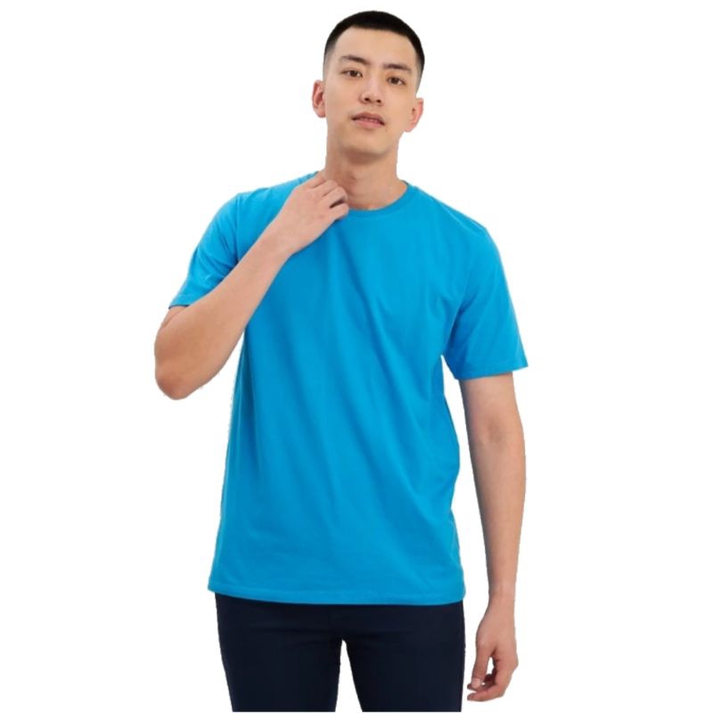 Jual Kaos Polos Pria dan Wanita Warna Biru Turkish Lengan Pendek Leher ...
