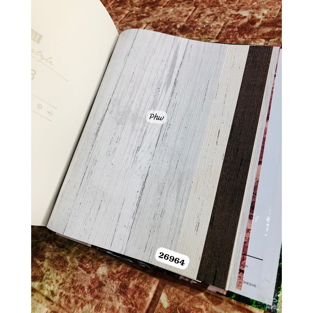 Jual Wallpaper Dinding Papan Kayu Abu Cream Coklat Modern Simple