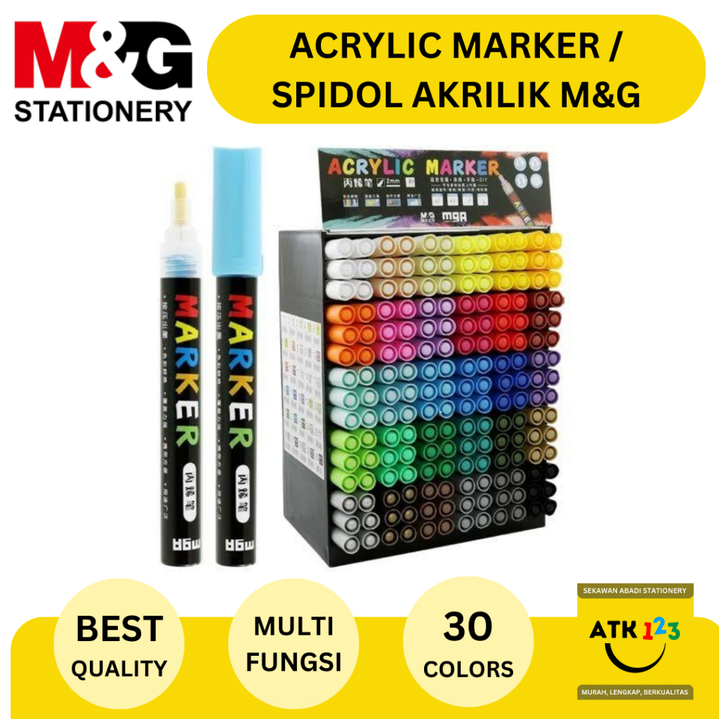 Jual Acrylic Marker Spidol Akrilik Marker Multifungsi M&G 30 Pilihan ...