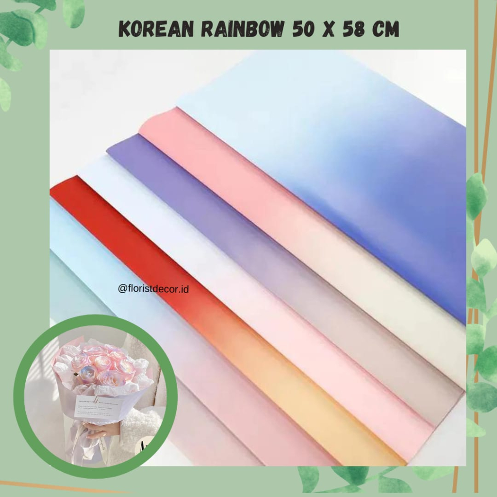 Jual (ECER ) TERMURAH KOREAN RAINBOW 50CMX58CM WRAPPING PAPER GRADASI ...