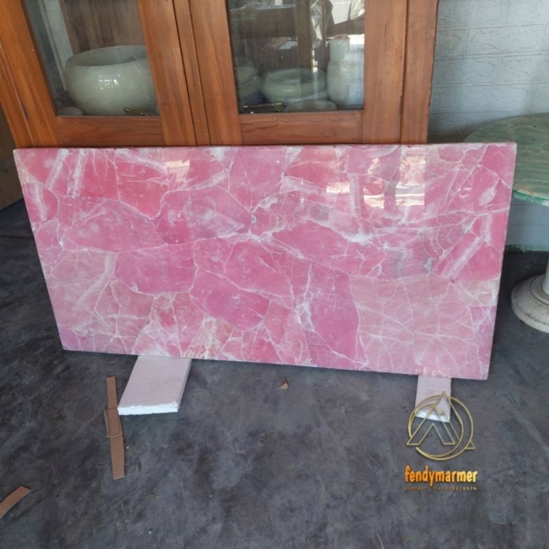 Jual Daun meja top table kotak bahan batu onix warna pink 120x80 ...