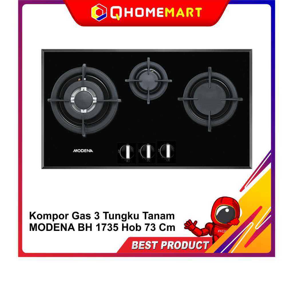 Jual Kompor Gas 3 Tungku Tanam MODENA BH 1735 Hob 73 Cm | Shopee Indonesia