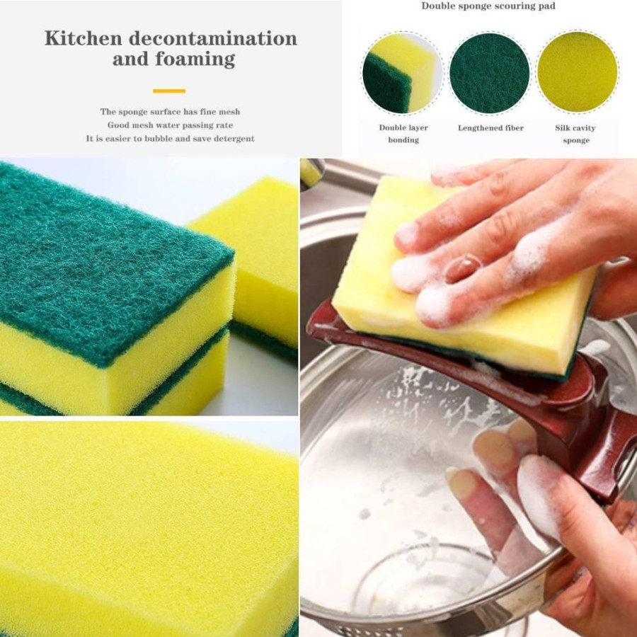 Jual Busa Cuci Piring Sabut HIJAU KUNING/Sponge Spon Spons KUNING HIJAU ...