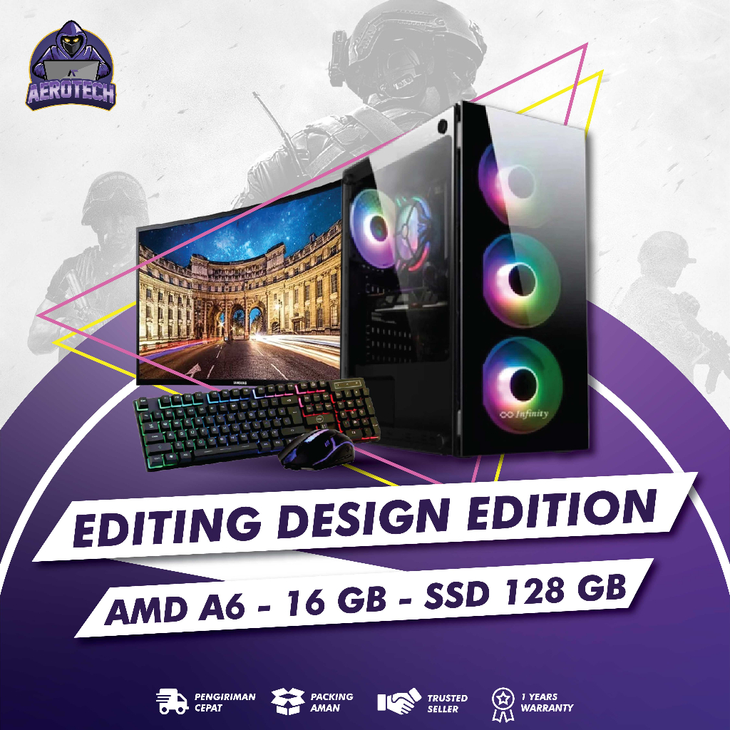 Jual PC RAKITAN GAME AMD A6 6400 RAM 16 GB SSD 120 GB HDD 500 GB LED 24 ...
