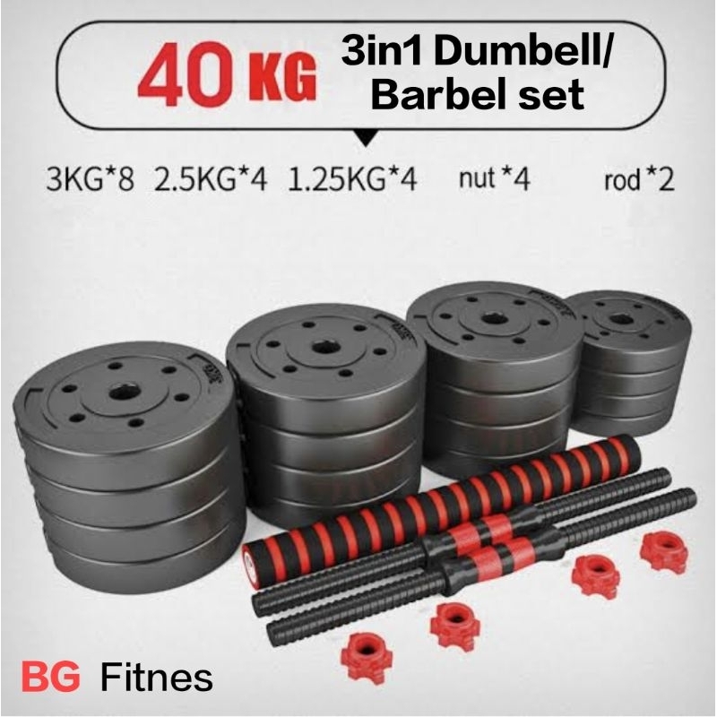 Jual Barbel PVC 40kg Set 3 in 1 Barbel Perlengkapan Fitnes/Gym import ...
