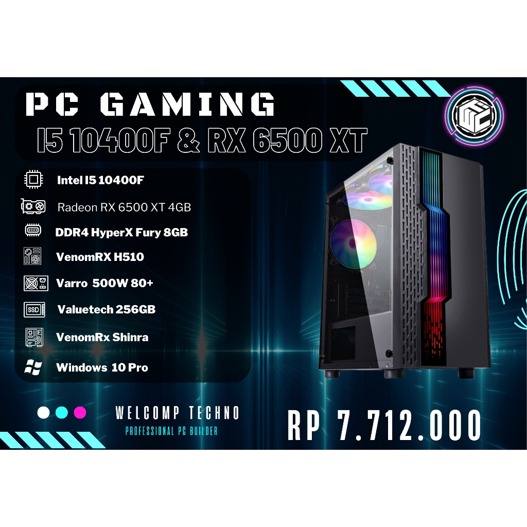 Jual Komputer PC Gaming I5 10400F / 8Gb / 256GB 1TB / RX 6500 XT 4GB / VenomRX Shinra | Shopee ...
