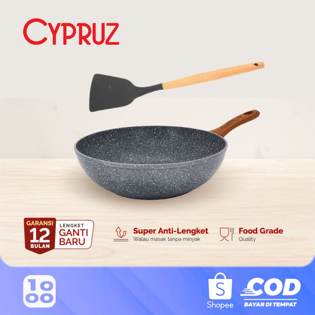 Jual [Free Sutil] Wajan Anti Lengket 20cm Cypruz FP-0640 Marble Tebal ...