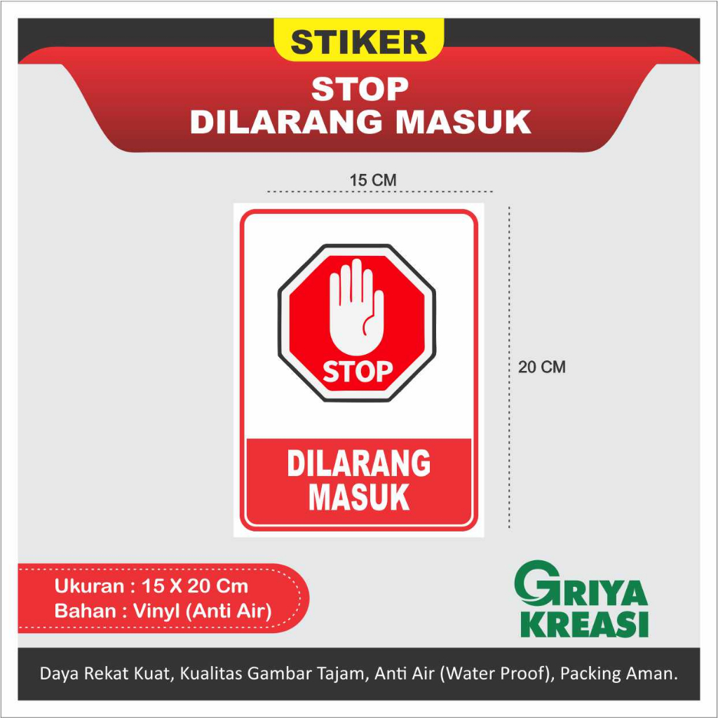 Jual STIKER STOP DILARANG MASUK 15X20 CM | Shopee Indonesia