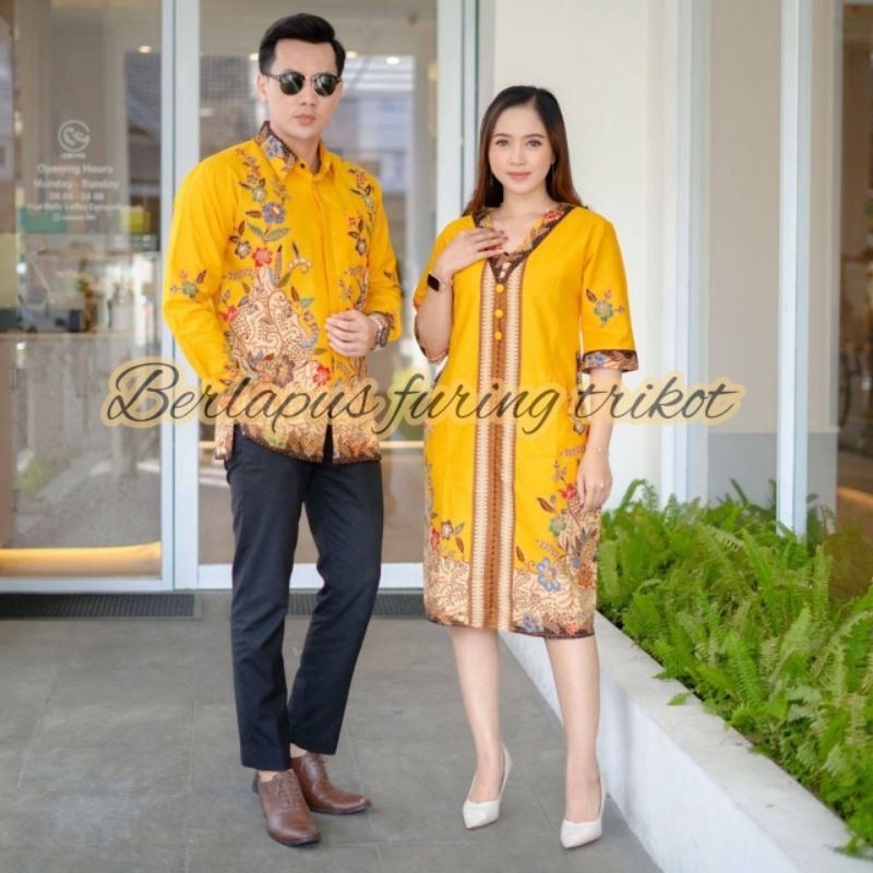 Jual DRESS BATIK COUPLE PREMIUM BERLAPIS FURING TRIKOT | Shopee Indonesia