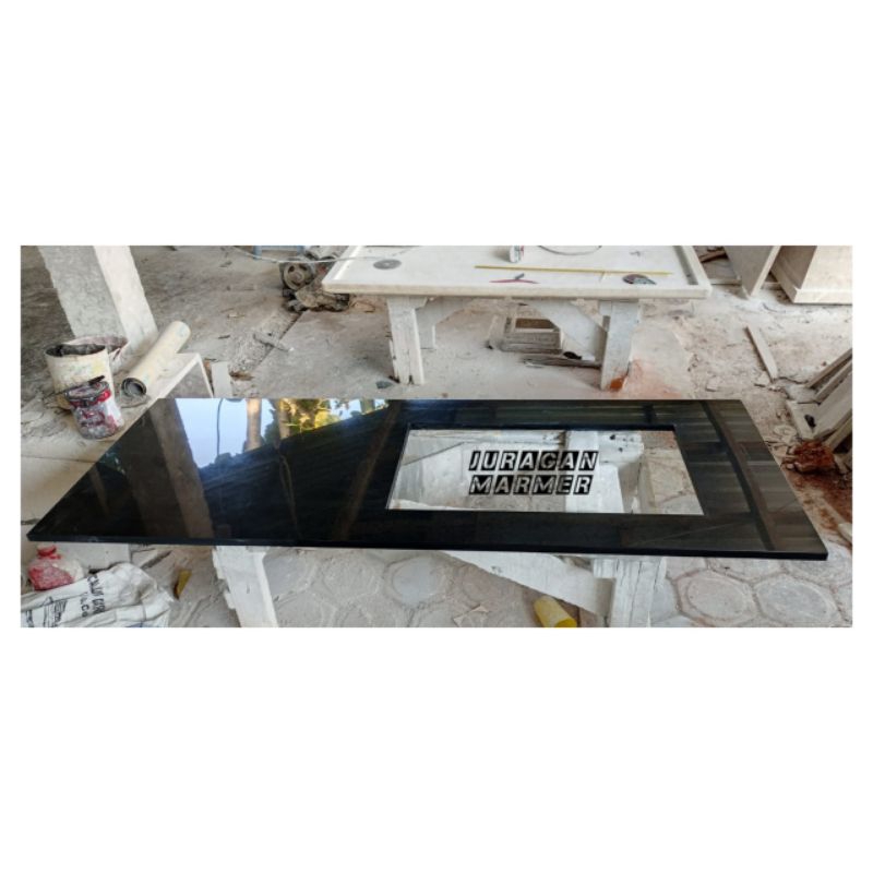 Jual Top Table Kichen Set Batu Granit Hitam + Lubang Ukuran 60x200Cm ...