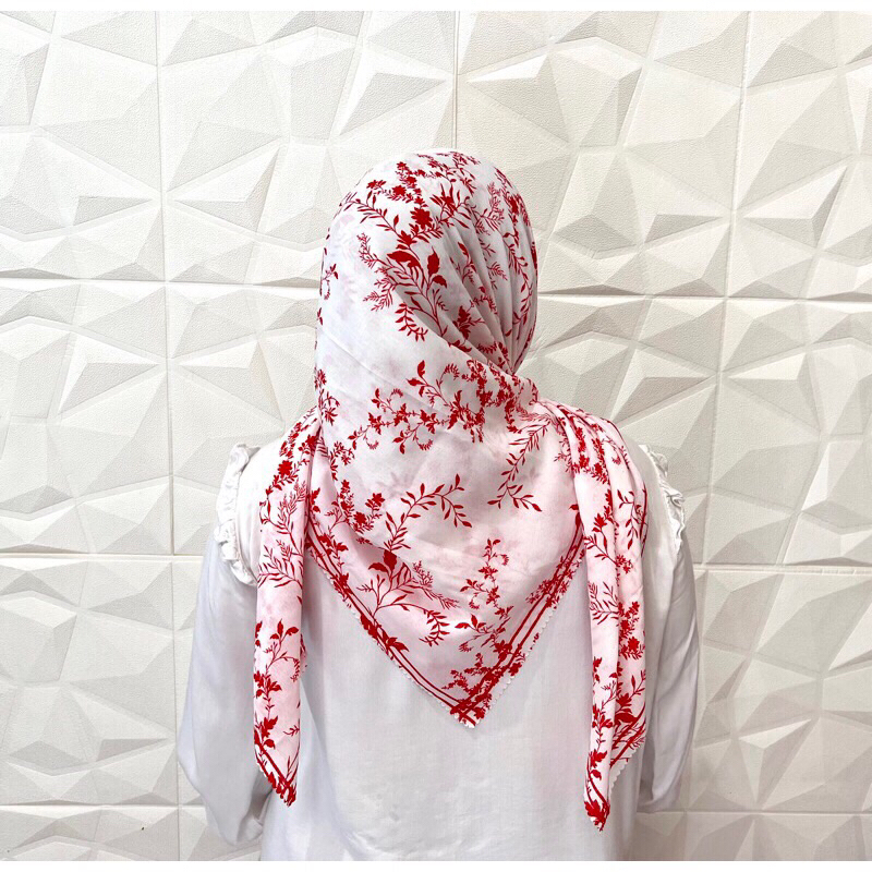 Jual HIJAB/JILBAB MUSLIM SEGI EMPAT VOAL MOTIF LASERCUT MERAH PUTIH ...