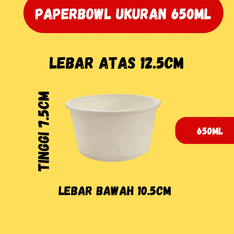 Jual Paper Bowl. Putih 650ml & 800ml (25) + Tutup Wadah Makanan Kuat ...