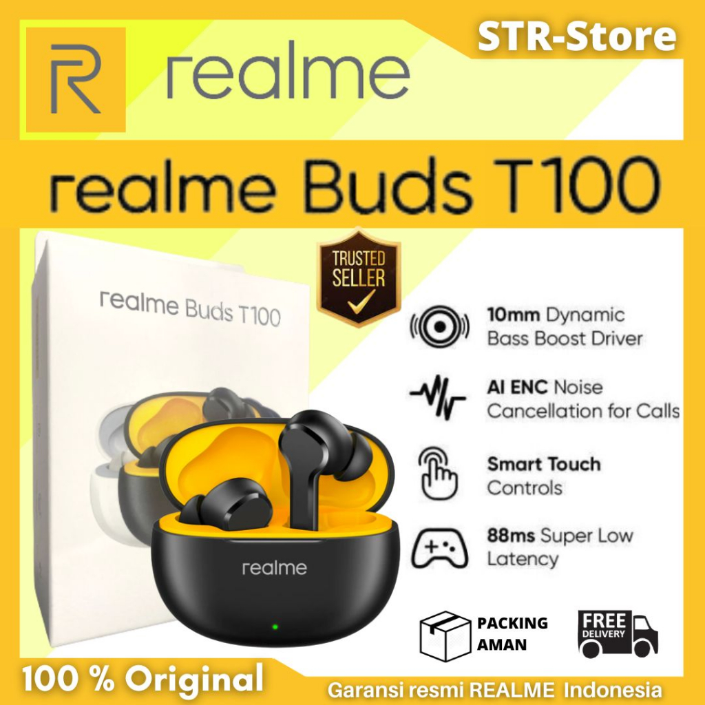Jual REALME BUDS T100 GARANSI RESMI REALME TWS ORIGINAL RESMI TWS MURAH ...