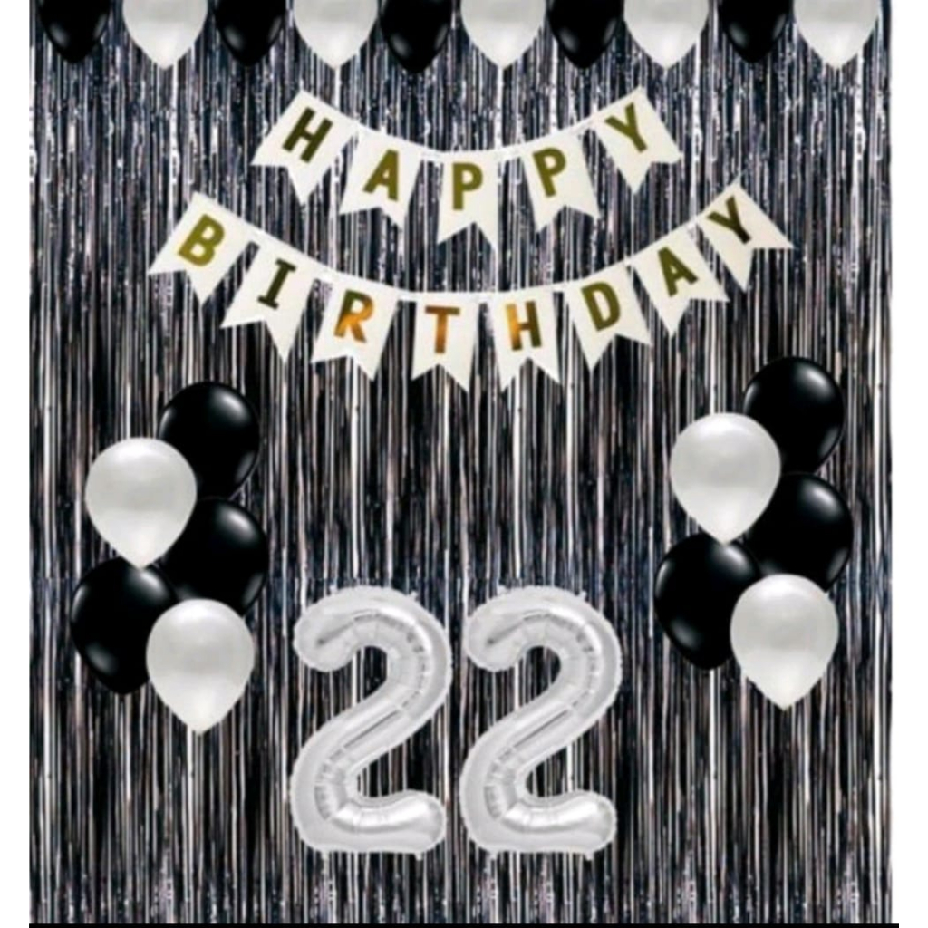 Jual Paket Dekorasi Pesta Backdrop Banner Happy Birthday Putih Dan ...