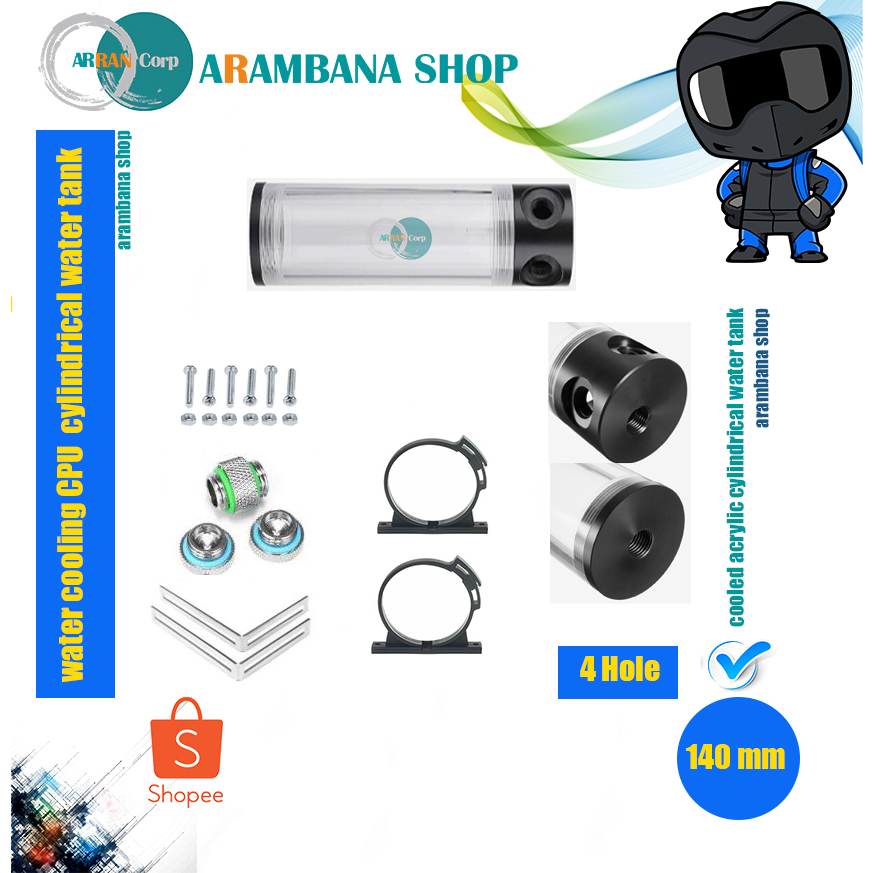 Jual water cooling CPU cylindrical water tank transparent 140 mm ...