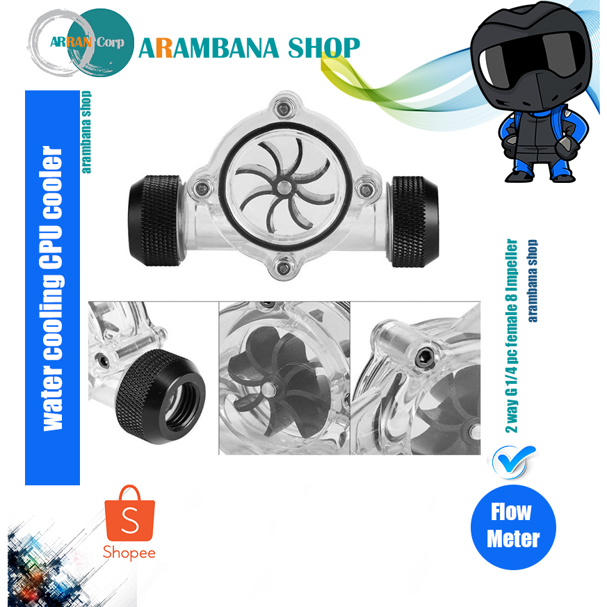 Jual Water Cooling flow meter 2 way G 1/4 Water cooling pc female 8 ...