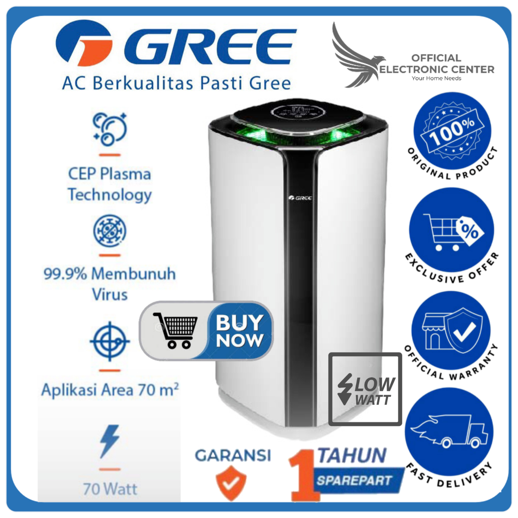Jual GREE Air Purifier GCC400DENA 70m2 Super CEP PLASMA Filter Purifier ...