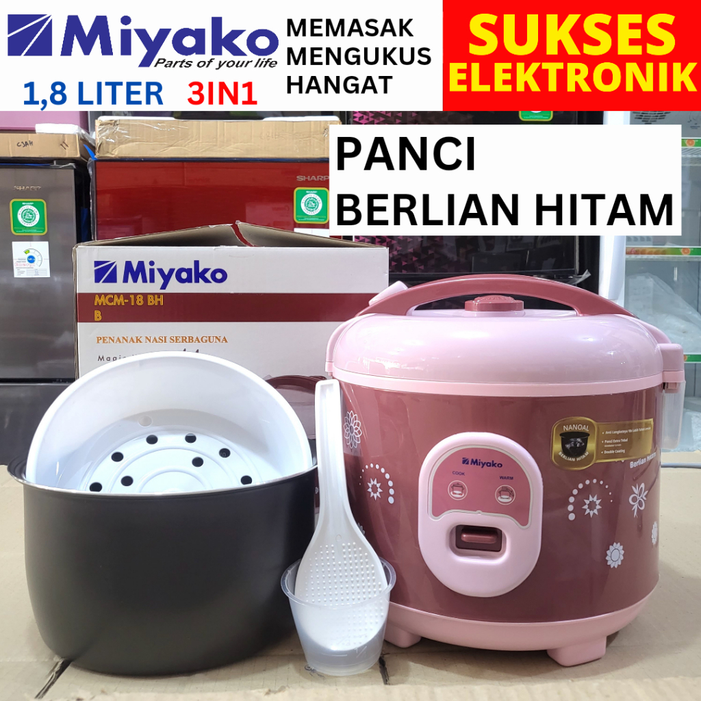 Jual RICE COOKER MIYAKO BERLIAN HITAM 1,8 LITER / MAGICOM MEJIKOM ...
