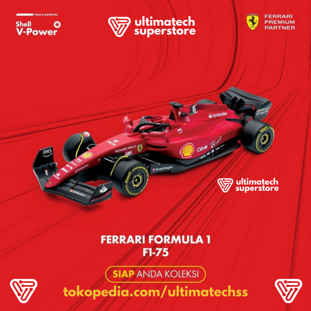 Jual Shell Ferrari New Era Ferrari Formula 1 F1-75 1:41 F1 75 Burago F1 ...