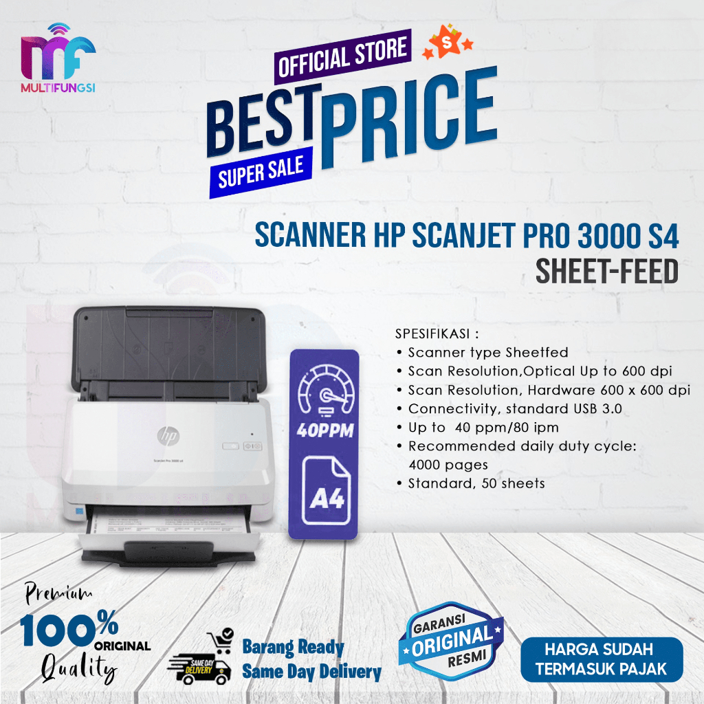 Jual Scanner HP ScanJet Pro 3000 s4 Sheet-feed Garansi Resmi | Shopee ...