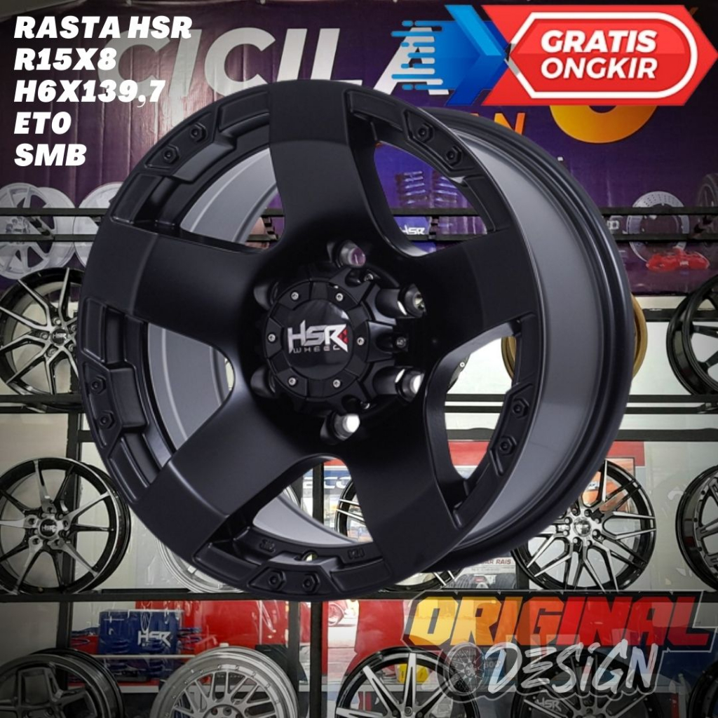 Jual Velg Mobil Ring 15 HSR RASTA R15 Lebar 8 Lobang 6 Pcd 139,7 ET0 Black | Shopee Indonesia