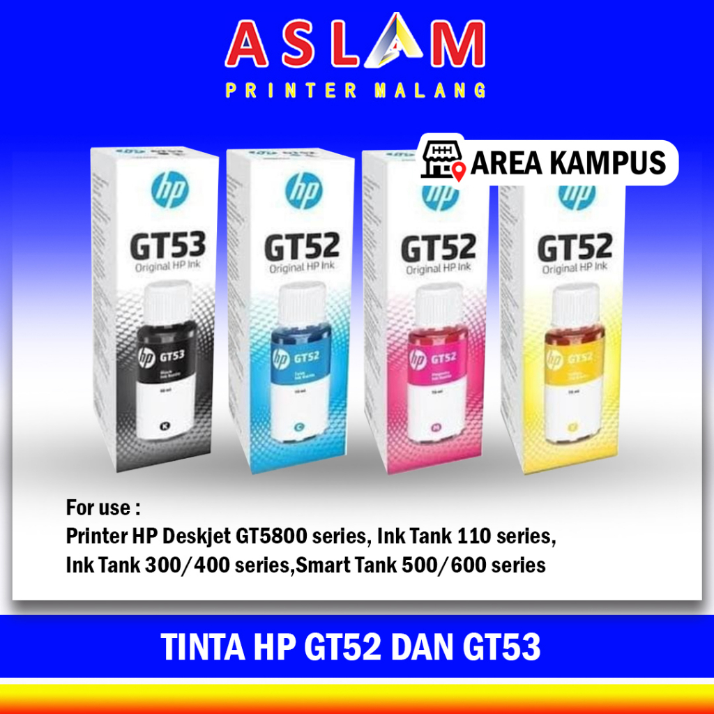 Jual Tinta HP GT53 GT 53 Black GT52 GT 52 CMY ORIGINAL || HP Ink Tank ...