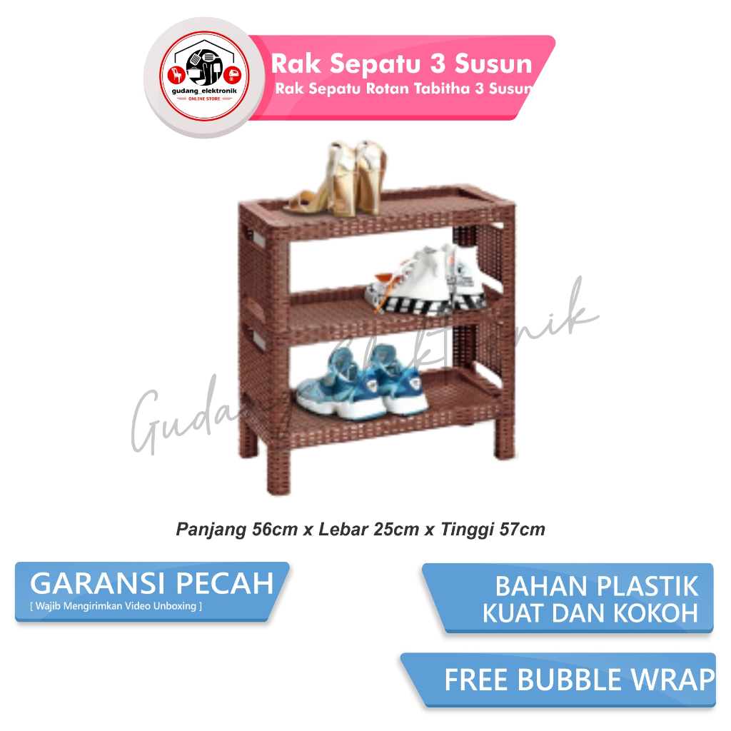 Jual Rak Sepatu Rotan Tabitha 3 Susun RSPT-3S | Shopee Indonesia