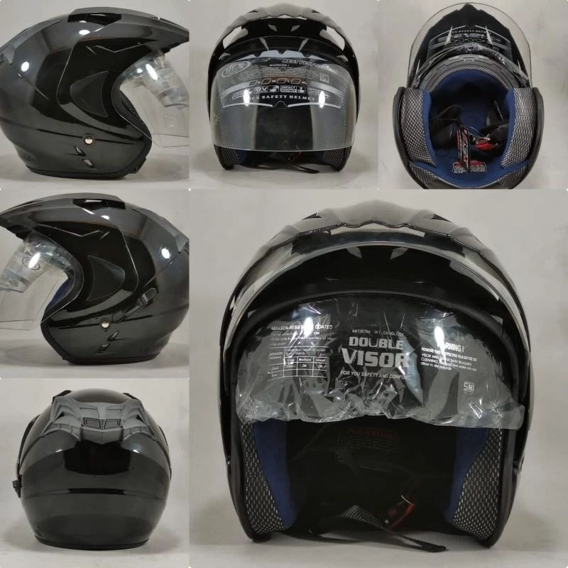 Jual HELM JP8 HALF FACE DOUBLE VISOR ALL COLOUR | Shopee Indonesia