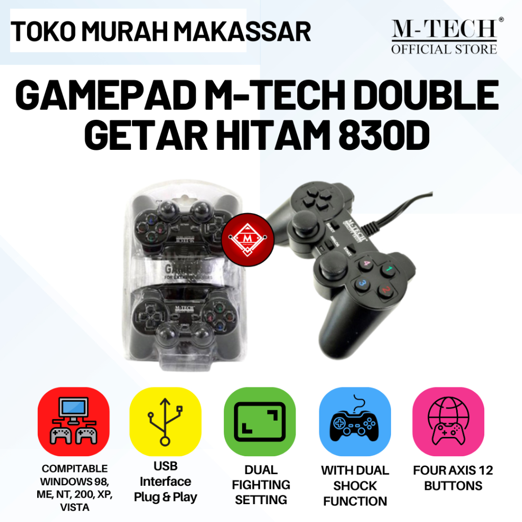 Jual GAMEPAD M-TECH DOUBLE GETAR HITAM 830D / GAMEPAD M-TECH 830D ...