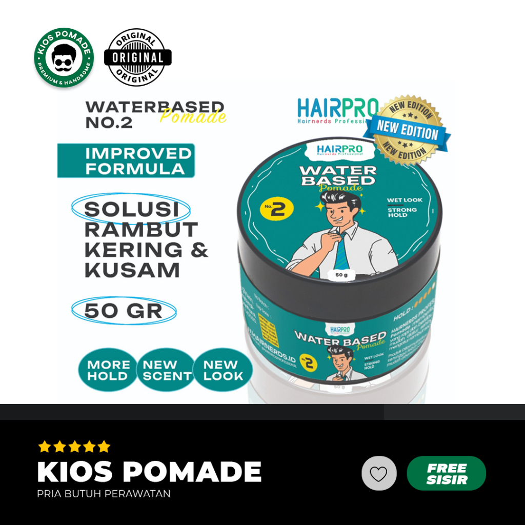 Jual Hairnerds hairneds Professional Pomade Waterbased No 2 Strong Hold ...
