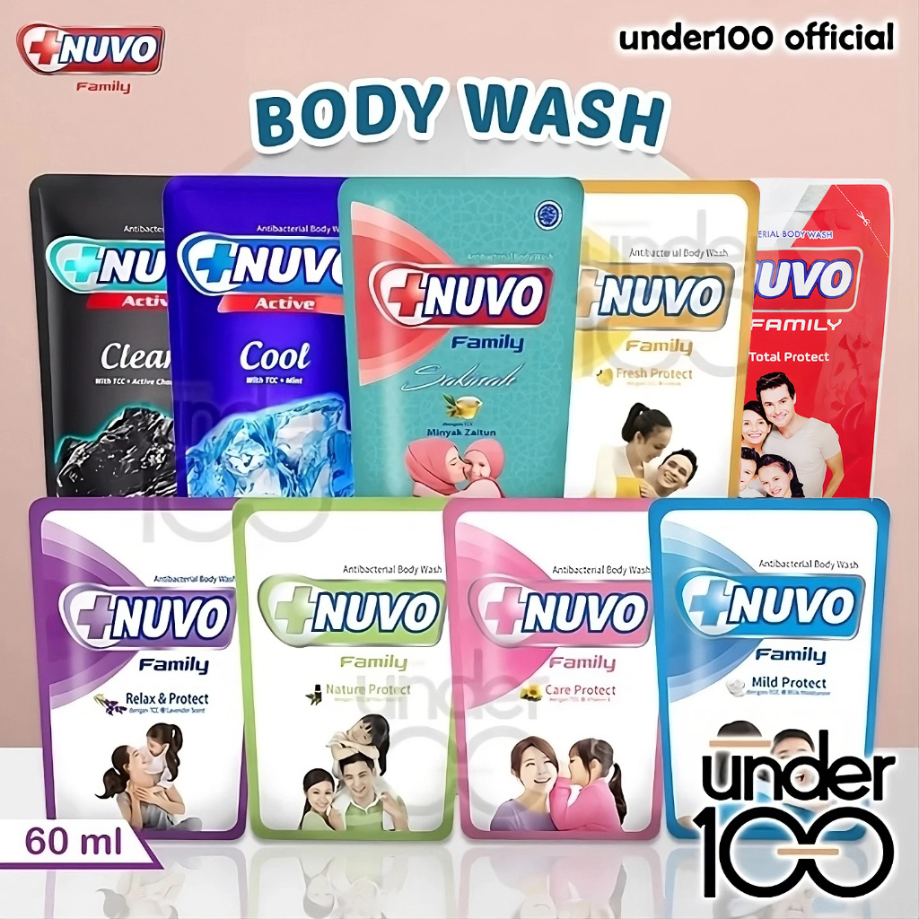 Jual UNDER100 NUVO Family Antibacterial Body Wash | Nuvo Active | Sachet 60ml | Sabun Mandi Cair ...