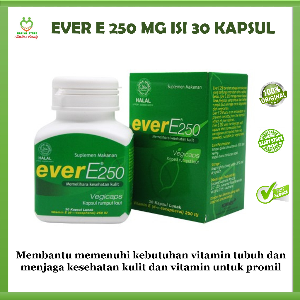 Jual EVER E 250 MG Vitamin E - Vitamin Kulit - Pencegah Penuaan Dini ...