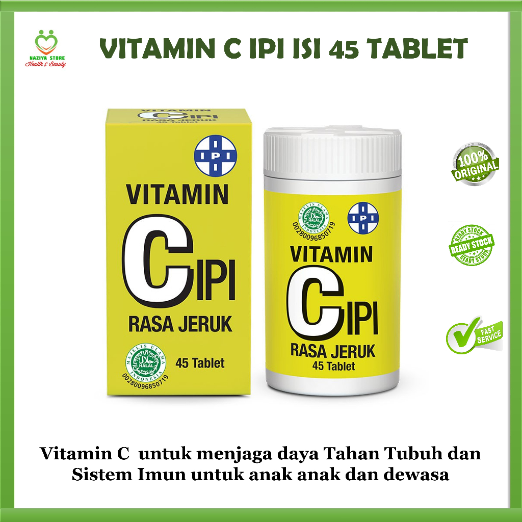 Jual VITAMIN C IPI ISI 45 TABLET RASA JERUK Vitamin C - Daya Tahan Tubuh - Sistem Imun | Shopee ...