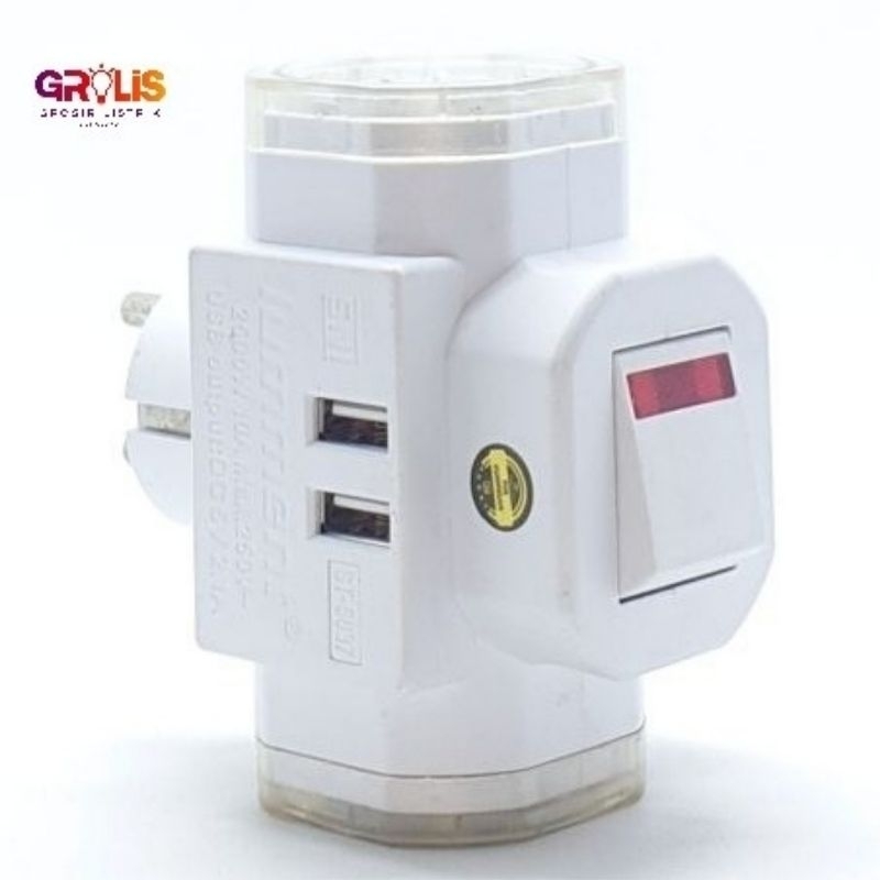 Jual Steker T Arde Switch Cabang 3 Lubang Socket Saklar On Off Colokan ...