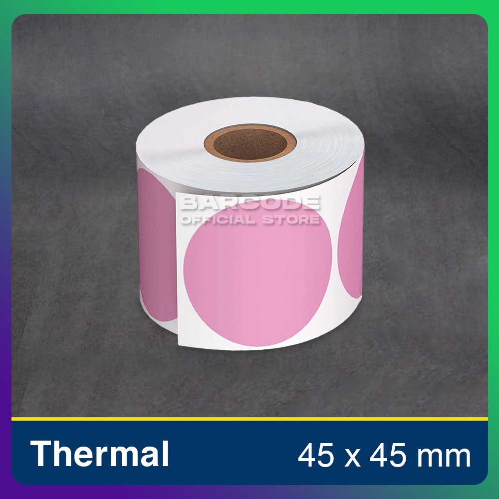 Jual Sticker Thermal 45mm x 45mm / 45x45 mm Label Bulat Pink Isi 200 ...