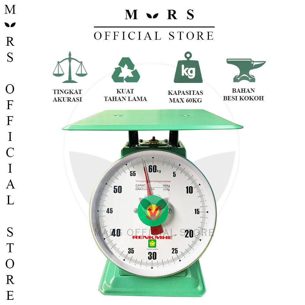 Jual RENKMHE Timbangan Manual Jarum Duduk 60 Kg Besi Plat Datar Rata Timbangan Meja Hijau Ayam ...