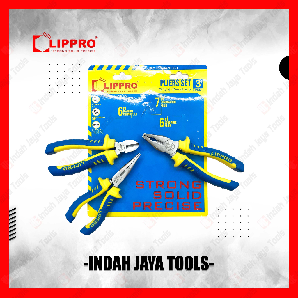 Jual LIPPRO 22567N Tang Set 3 Pcs Kombinasi Potong Lancip - Pliers Set ...
