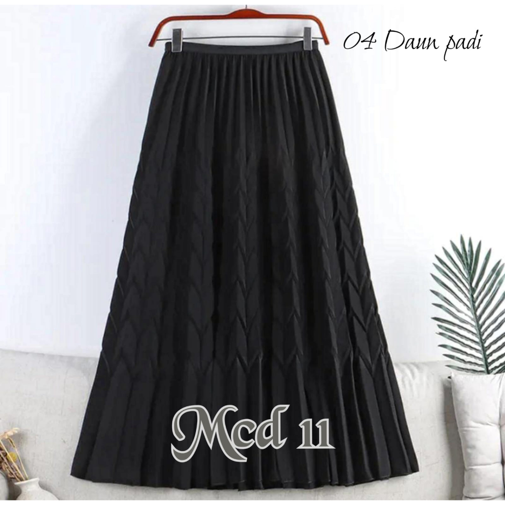 Jual 04 ROK PLISKET MOTIF DAUN PADI / PLEATED SKIRT MOTIF DAUN PADI BAHAN HYGET SUPER / KOREAN ...