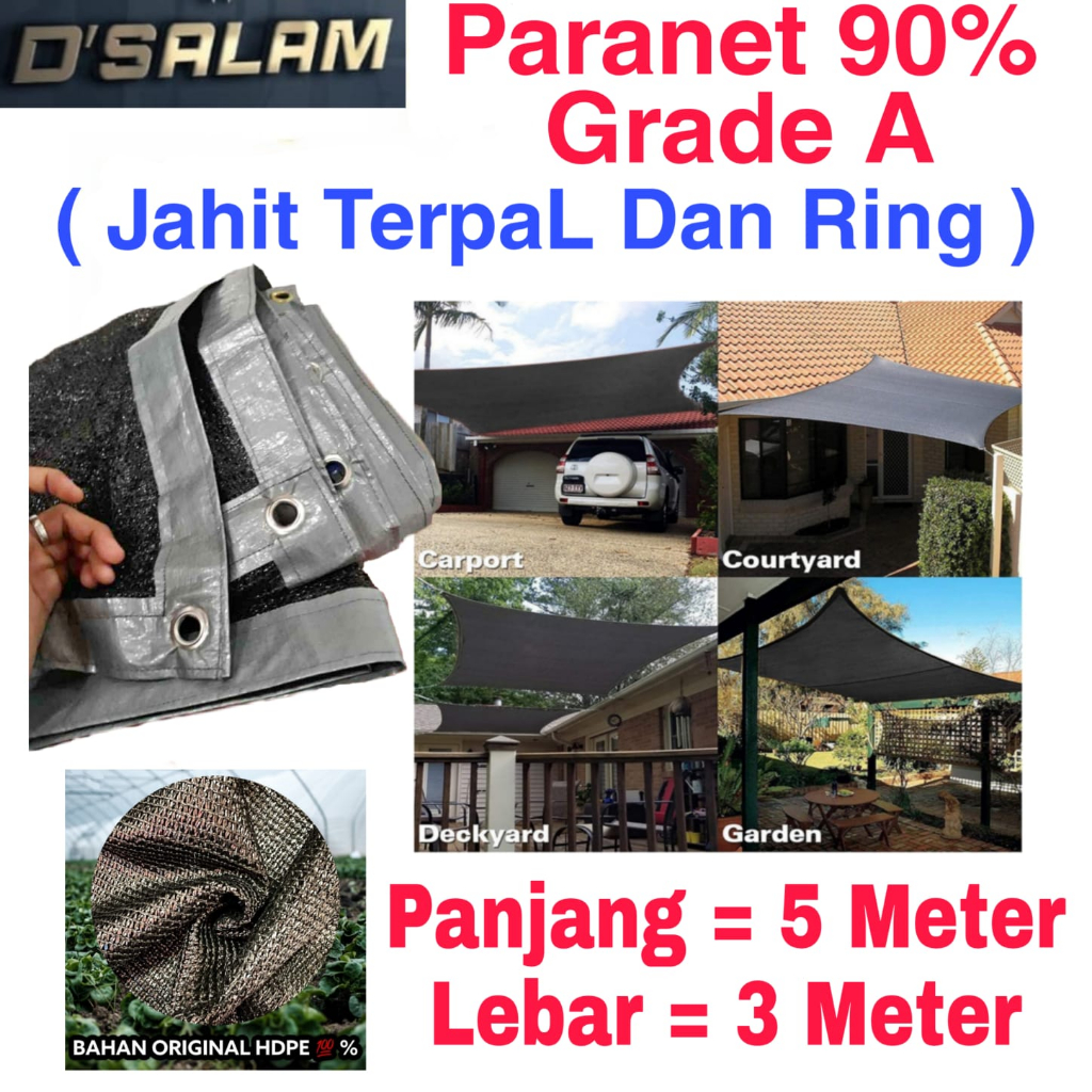 Jual Paranet 90% Grade A Jahit TERPAL + Ring ( Panjang 5 meter x Lebar ...