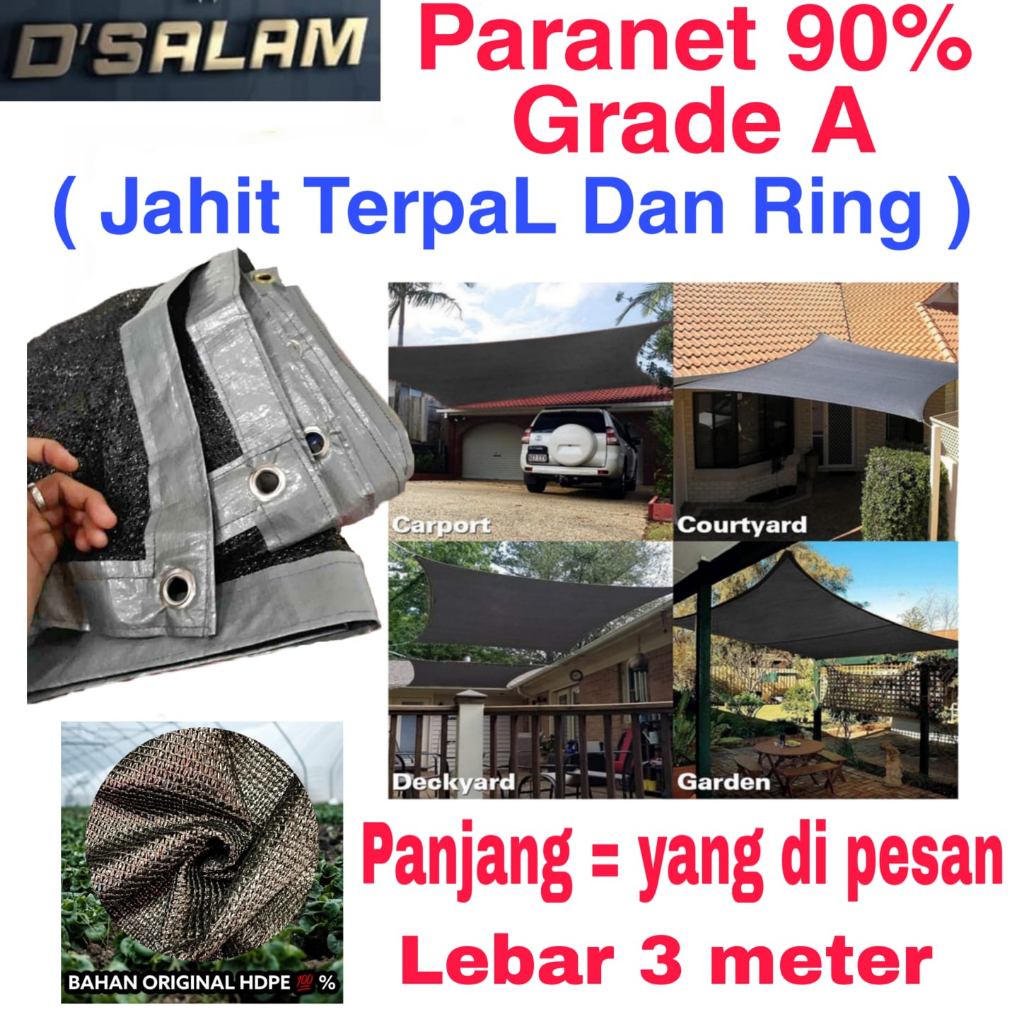 Jual Paranet 90% Grade A JAHIT TERPAL + Ring ( eceran ) Lebar 3 meter ... Jual Paranet 90% Grade A JAHIT TERPAL + Ring ( eceran ) Lebar 3 meter ...