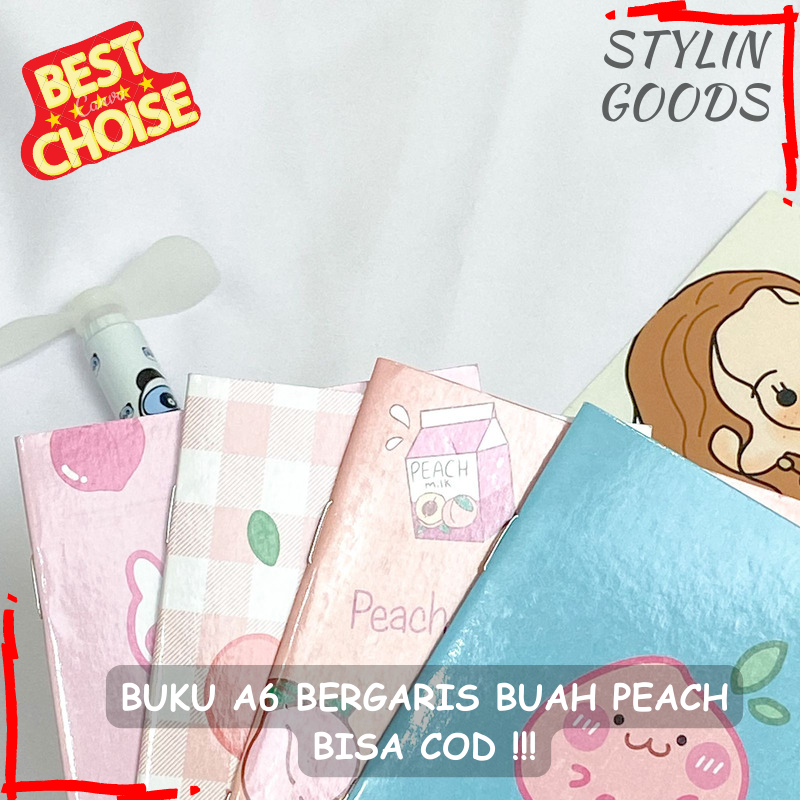 Jual MINI BOOK BUKU TULIS BERGARIS BUAH PEACH A6 TERSEDIA 4 VARIAN ...
