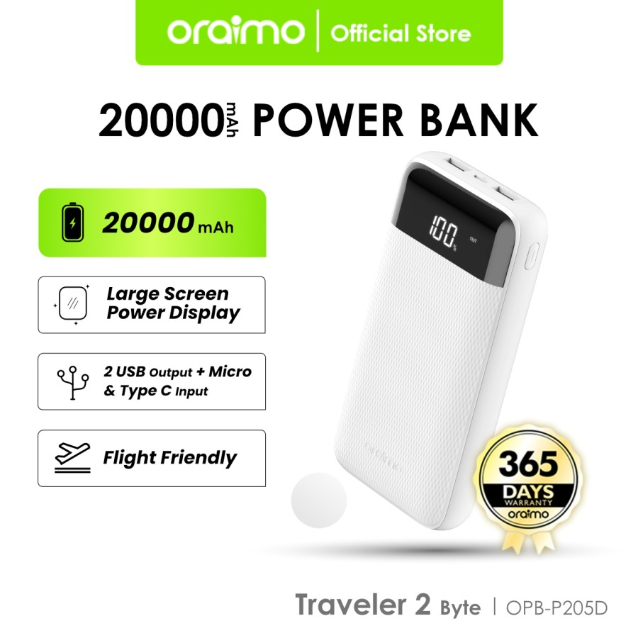 Jual POWER BANK ORAIMO OPB-P205D + LCD 20000 | Shopee Indonesia