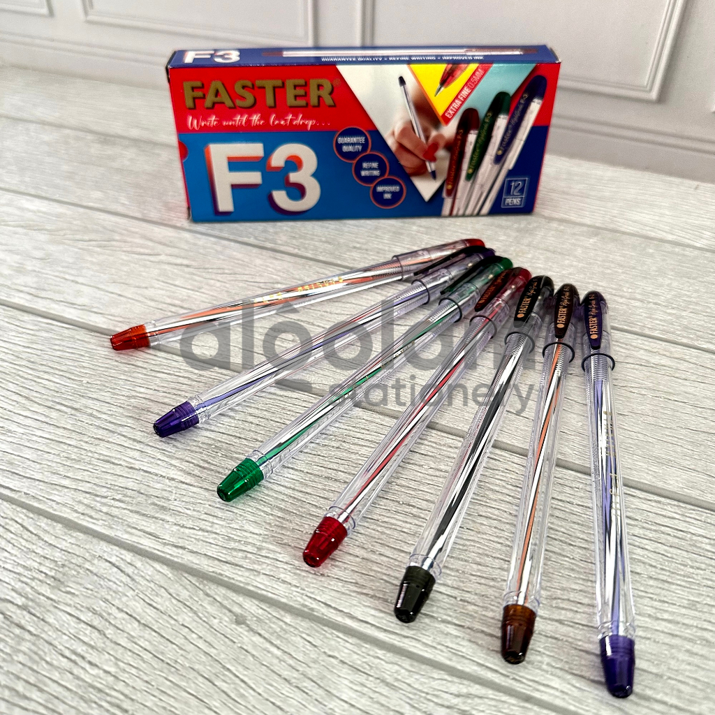Jual SELUSIN ( 12 PCS ) Ballpoint Bolpen Faster F3 0.5 mm Pulpen Faster ...