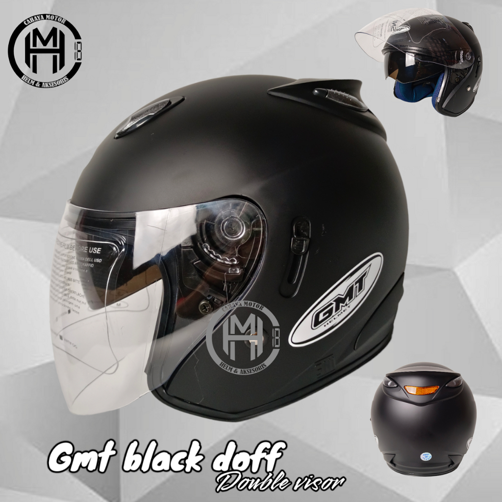 Jual HELM GMT BLACK DOFF | MODEL INK CENTRO DOUBLE VISOR | Shopee Indonesia