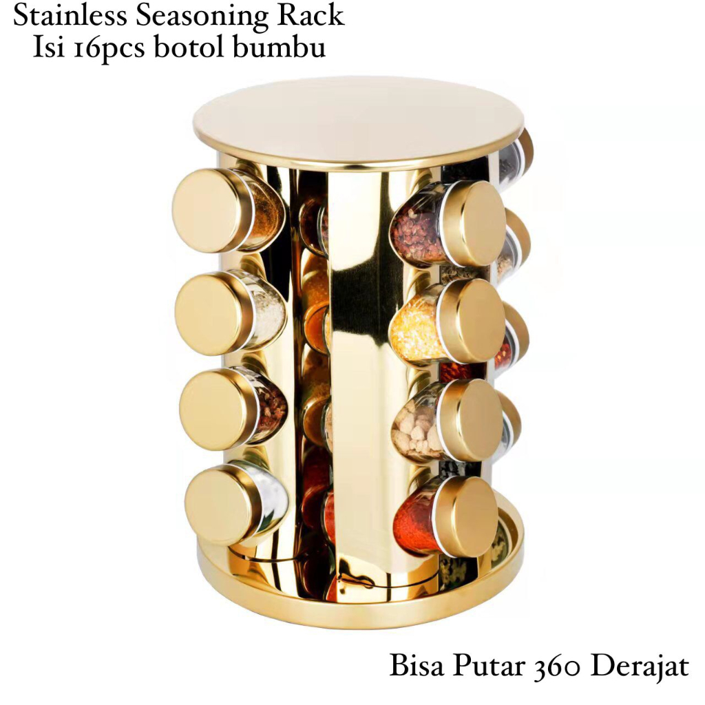 Jual [MS] Rak dan Botol Bumbu Dapur Rak Putar Bumbu Stainless Steel ...