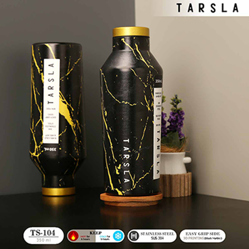 Jual Tarsla Botol Minum Termos TS-104 Vacuum Flask Tumbler 350 ML Tahan Panas Dingin - Black ...